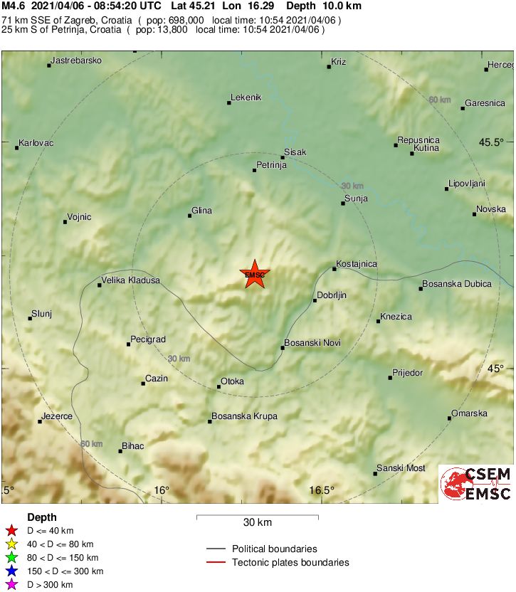 Potres magnitude 4,2 pogodio okolinu Gline